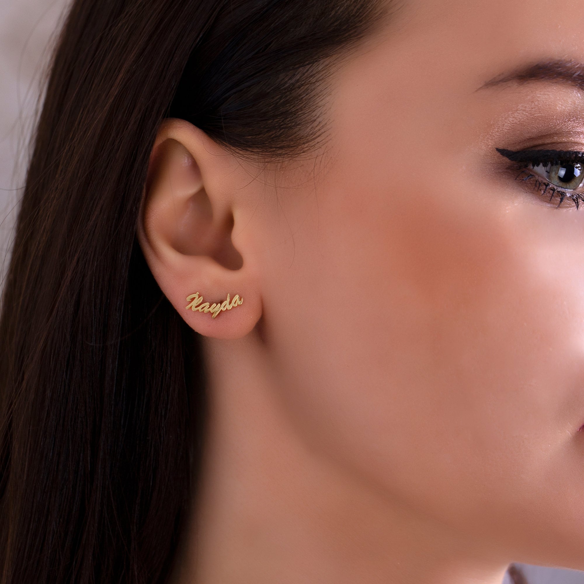 Custom Name Silver Earring Personalised Gold Initial Earring - Etsy