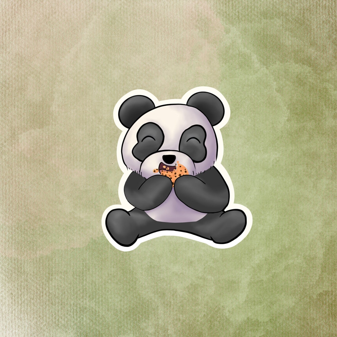 Panda With Cookie, Panda Decal Sticker , Funny Happy Animal, Cookie ...