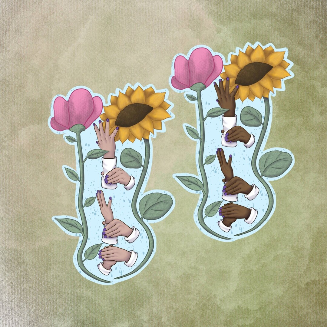 Pink Flower, Sunflower, Asl Sticker for Grow. American Sign Language ...