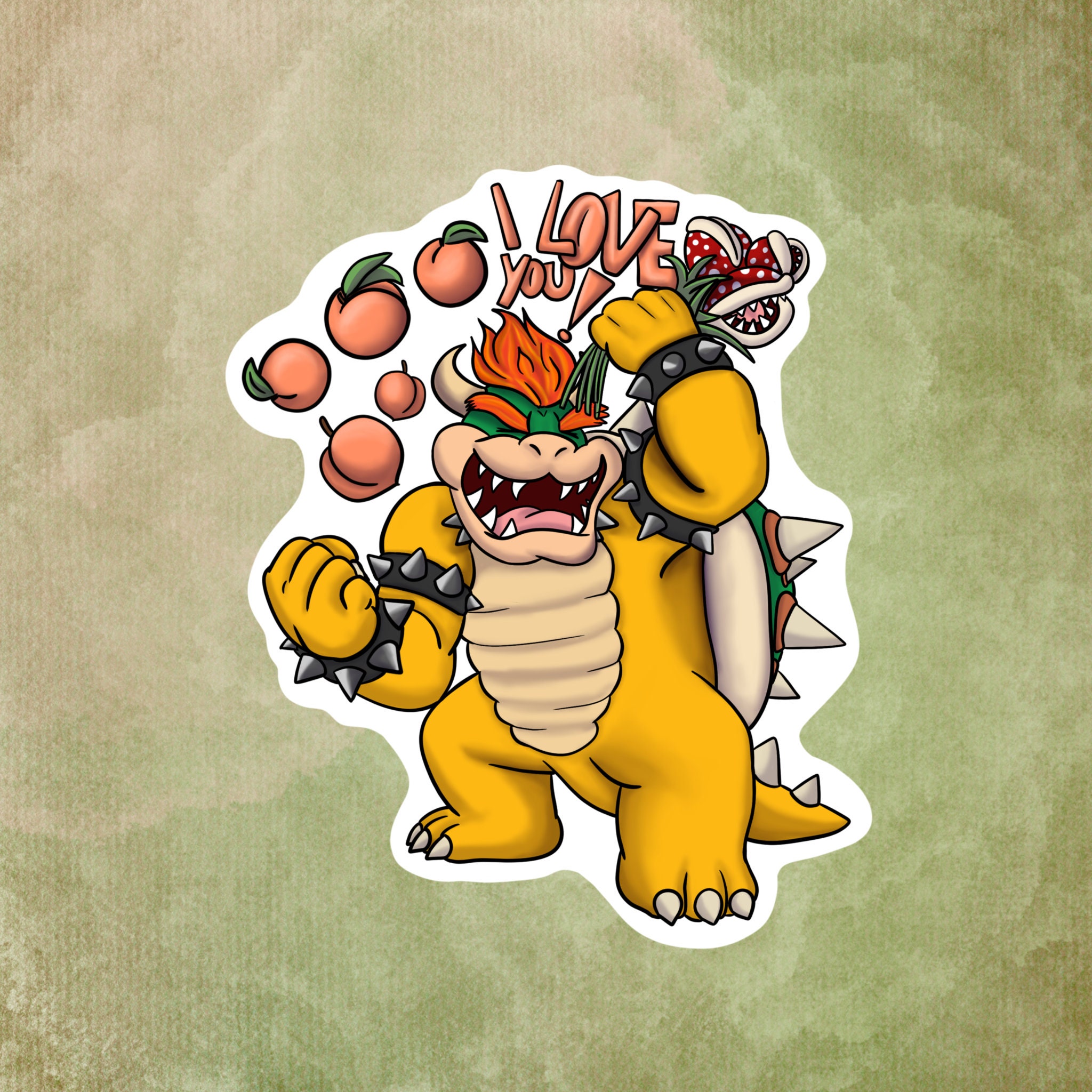 Bowser Peaches I Love You Fanart Sticker. Waterproof Decal - Etsy