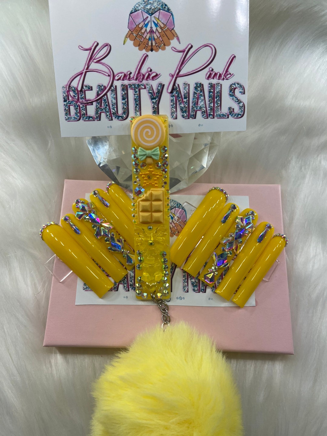 Bodak Yellow Nail Set W/ Barbie Bling & Barbie Card Gripper - Etsy