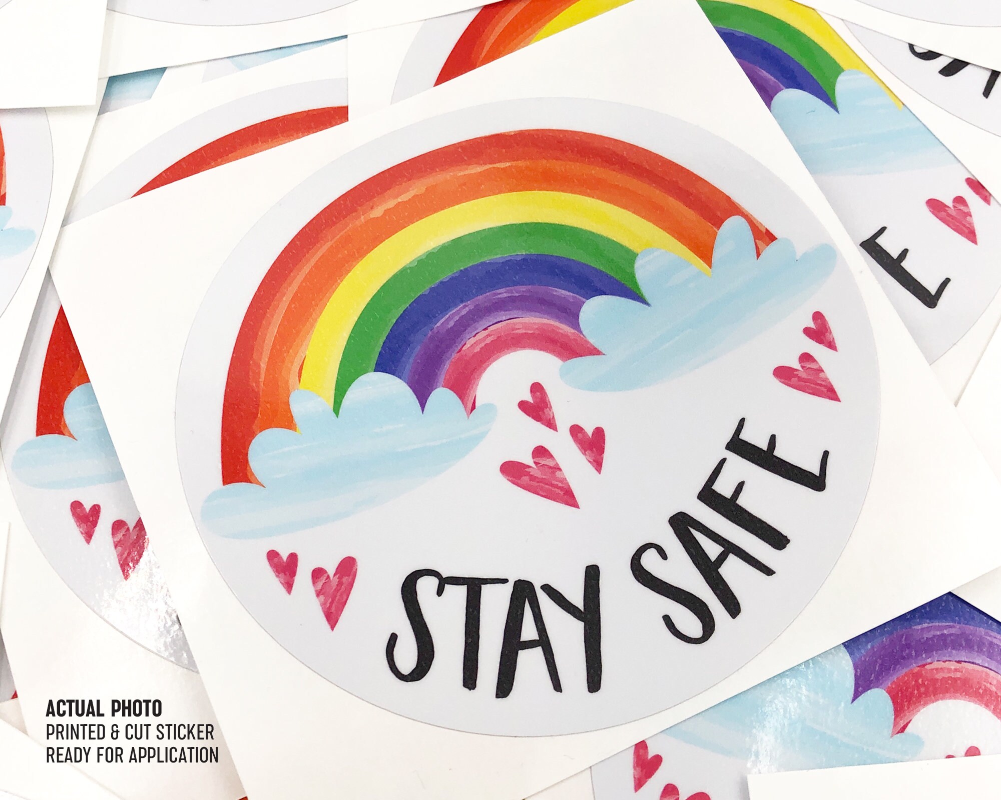 Stay Safe Sticker / Rainbow Sticker / Stay Safe Rainbow Decal | Etsy