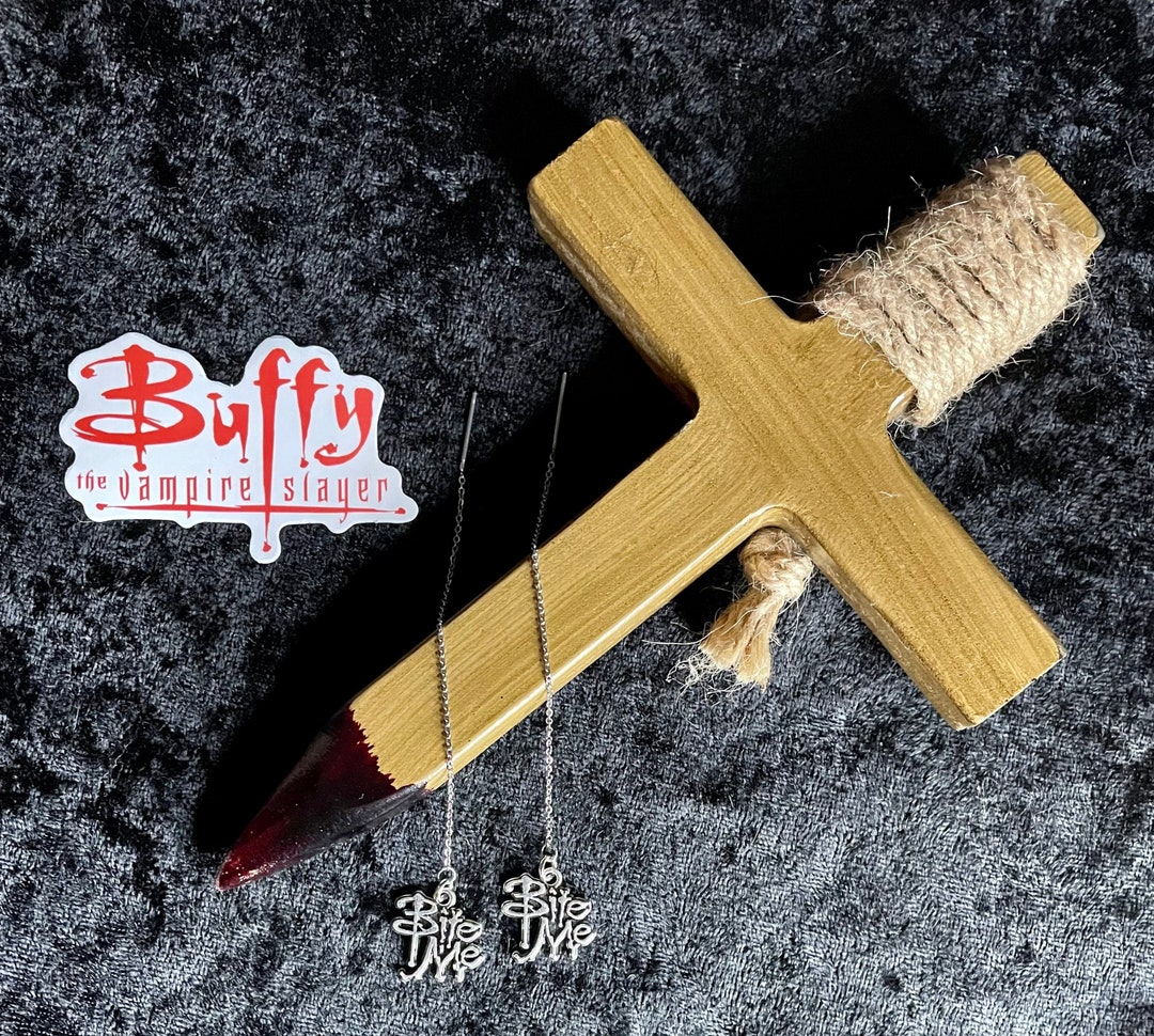 Buffy the Vampire Slayer Bite Me Threader Earrings - Etsy