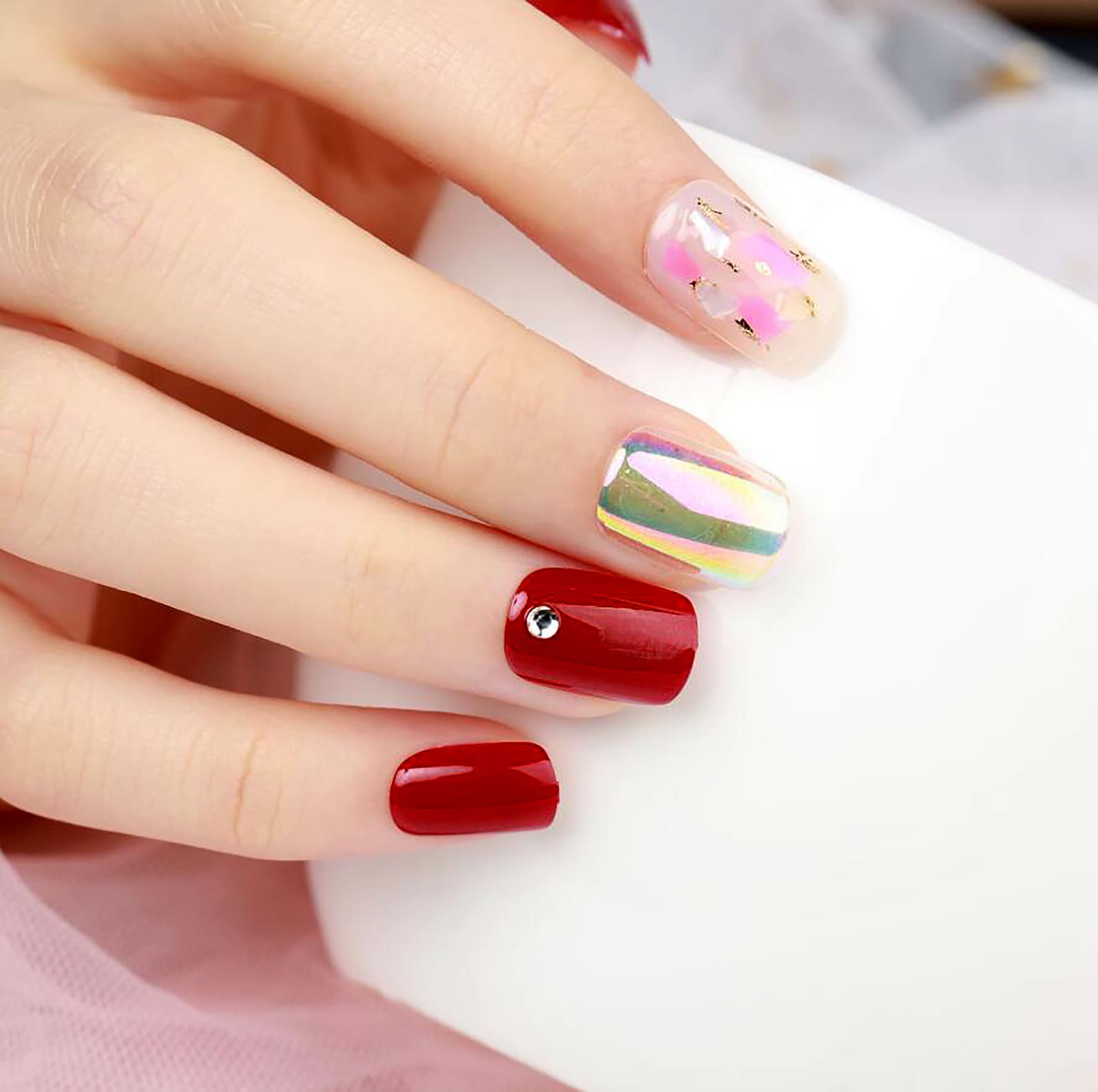 Press on Nails Red | Fake Nails Red | Glue on Nails Red | Short Square ...