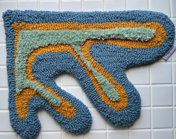 Handmade Tufted Corner Rug - Loop Pile and Cut Pile Design - Etsy