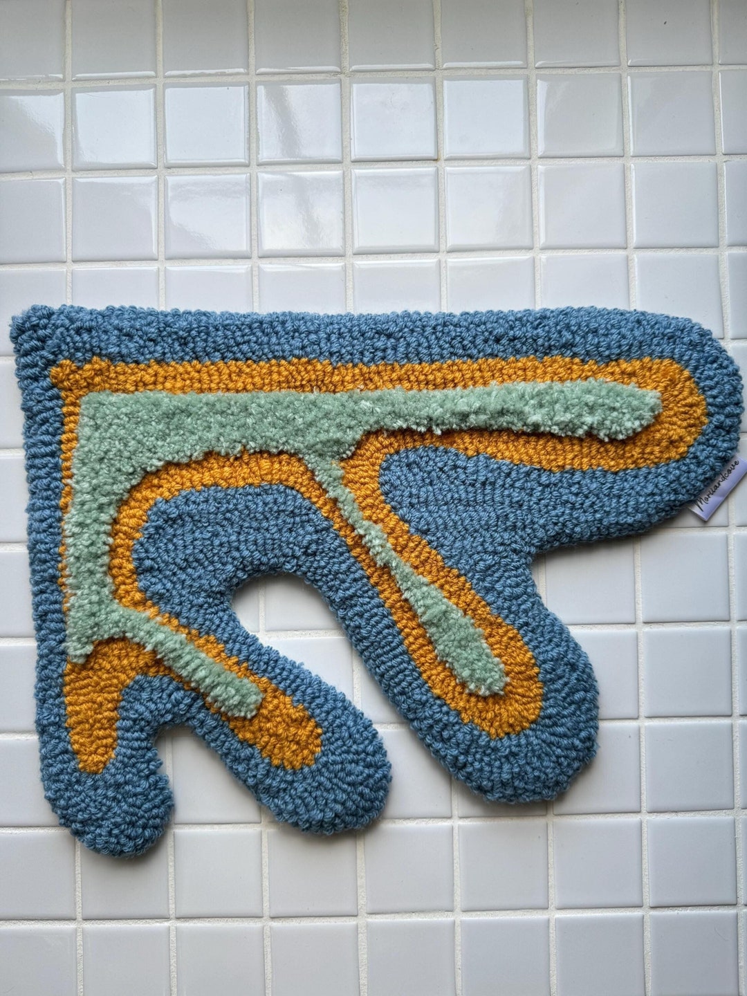 Handmade Tufted Corner Rug - Loop Pile and Cut Pile Design - Etsy