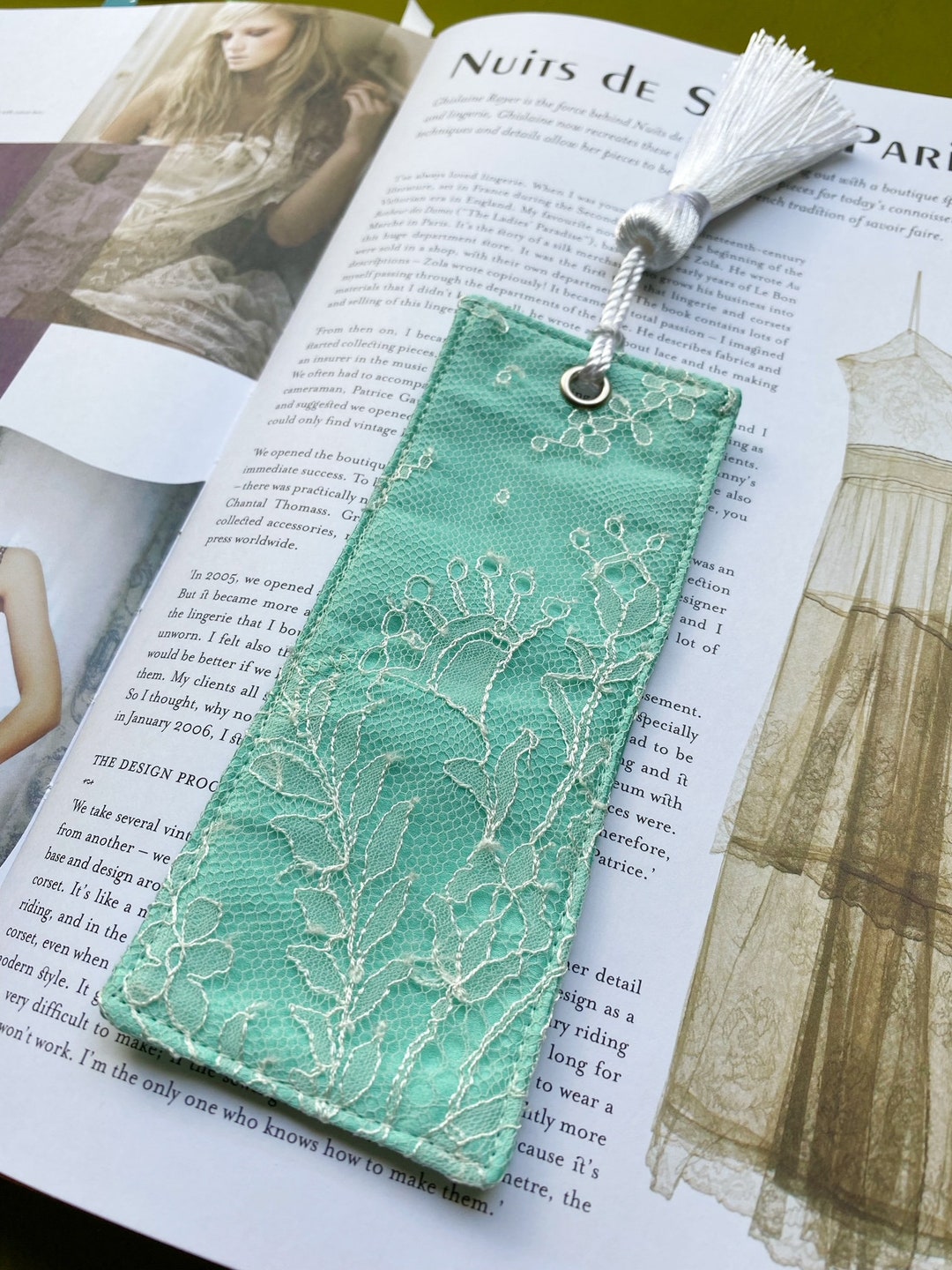 White Lace Silk Bookmark: Handmade Book Lover Gift - Etsy