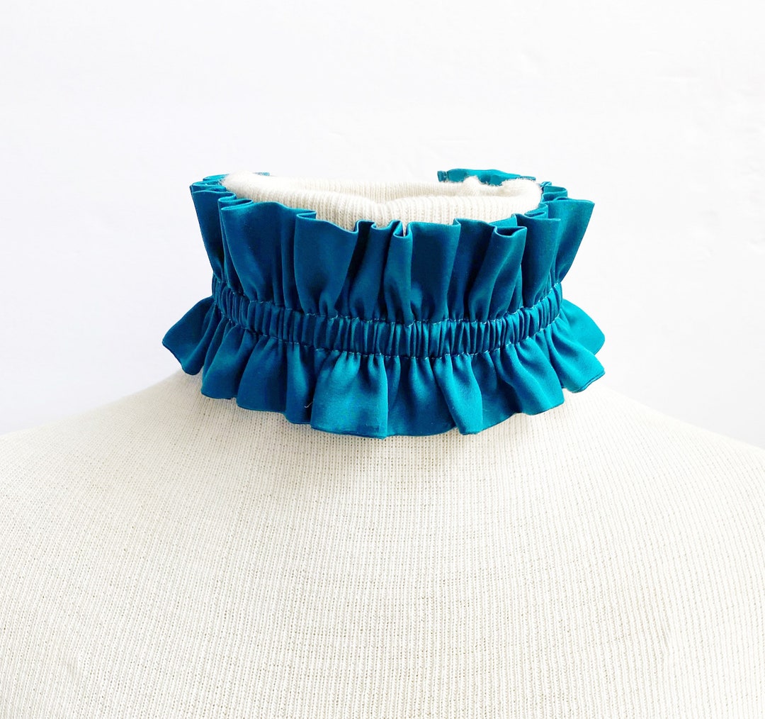 Handmade Ruffled Silk Choker, Adjustable Victorian Rococo Collar With ...