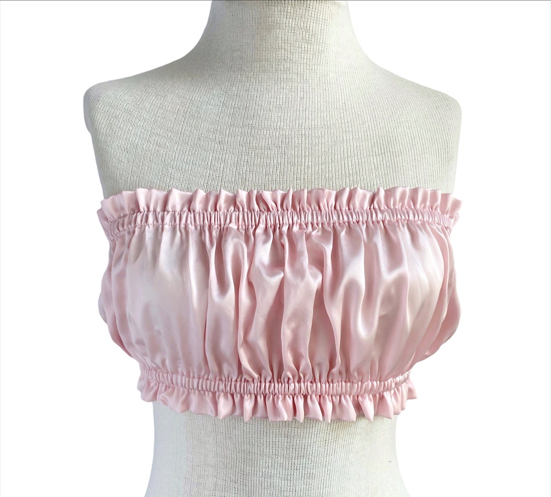 Pure Silk Ruffled Bandeau Top, Silk Bandeau Top, Zero Waste Crop Top ...