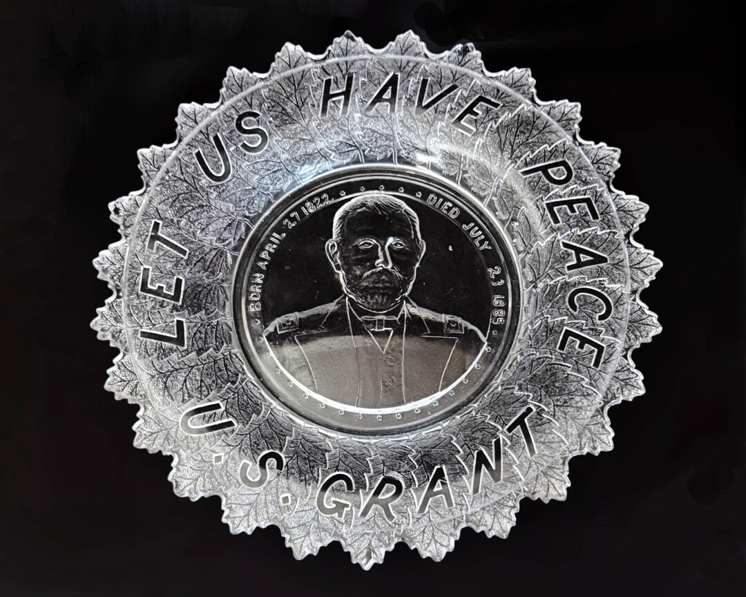 EAPG Ulysses S. Grant Commemorative Plate Clear Pressed Glass 1885 ...