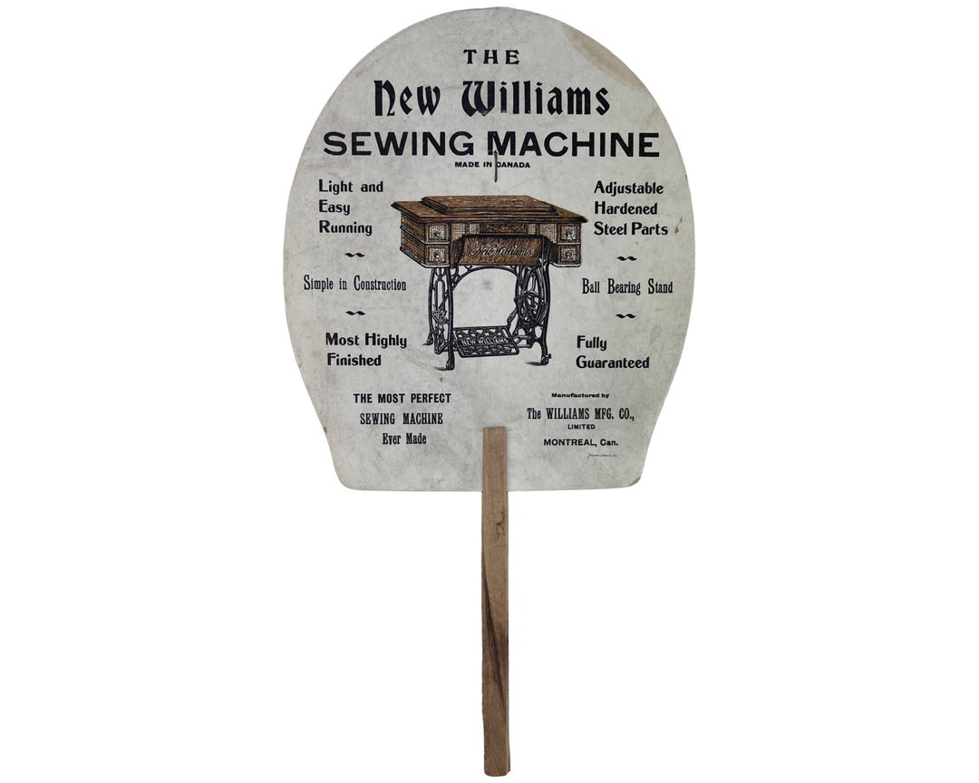 Antique Sewing Machine Advertising Fan Ad New Williams Montreal ...