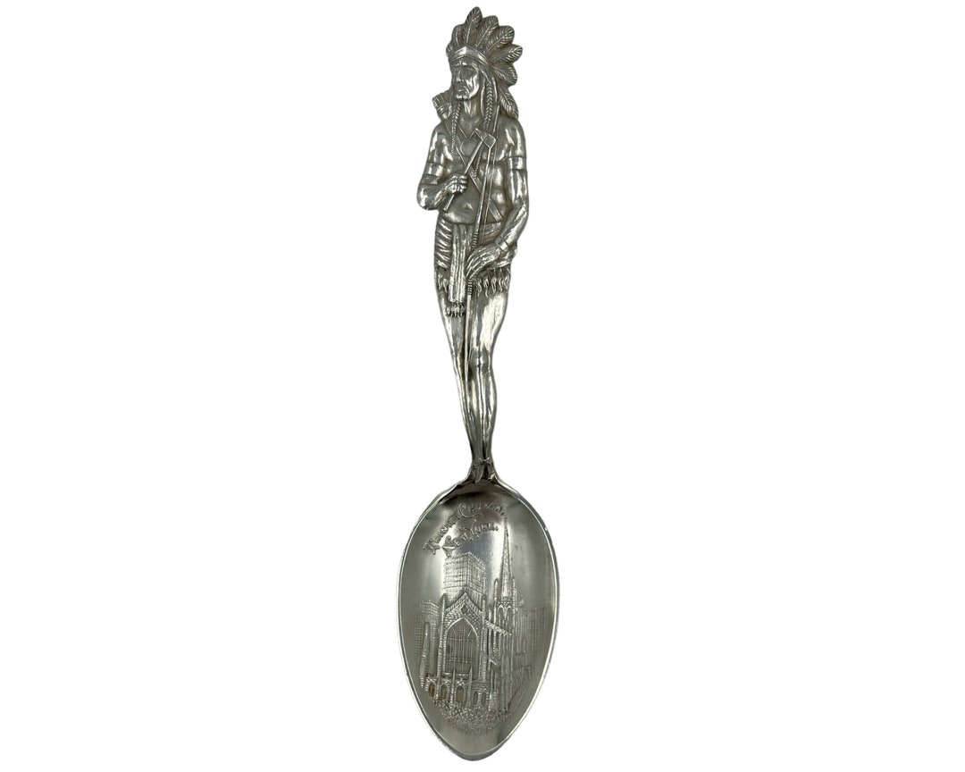 Antique Indian Souvenir Spoon Trinity Church NY Sterling Silver Shepard ...