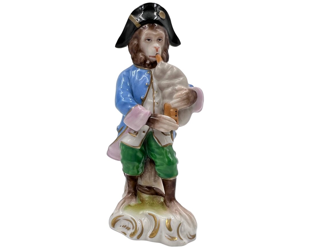 Antique Aelteste Volkstedt Porcelain Figurine of Monkey Musician ...
