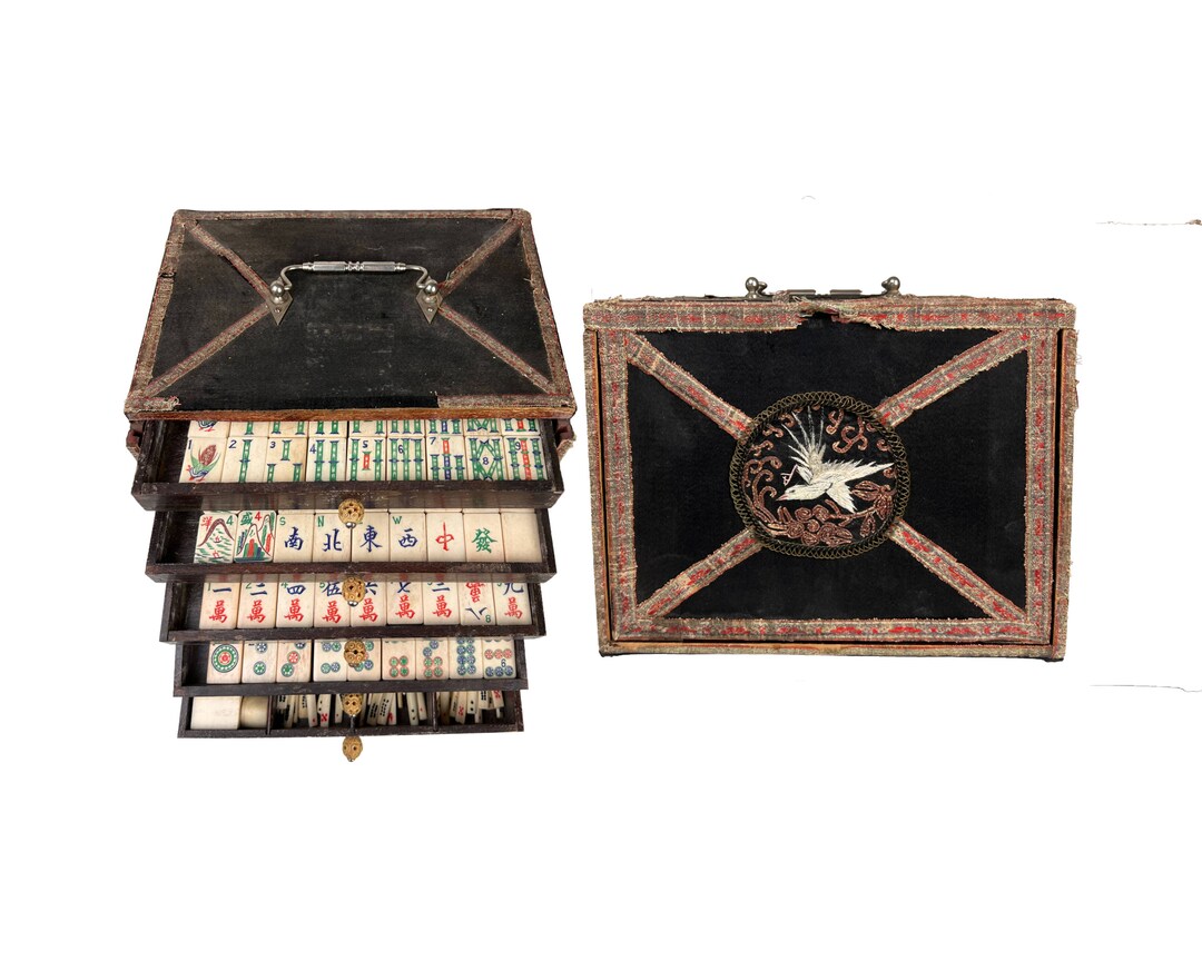 Antique Chinese Mahjong Game Set Dovetailed Bamboo 148 Tiles - Etsy