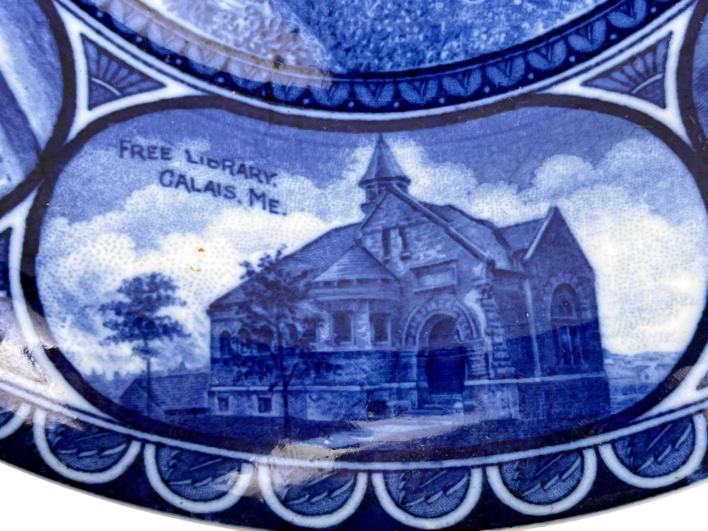 Antique Blue and White Souvenir Plate New Brunswick and Maine Rowland ...
