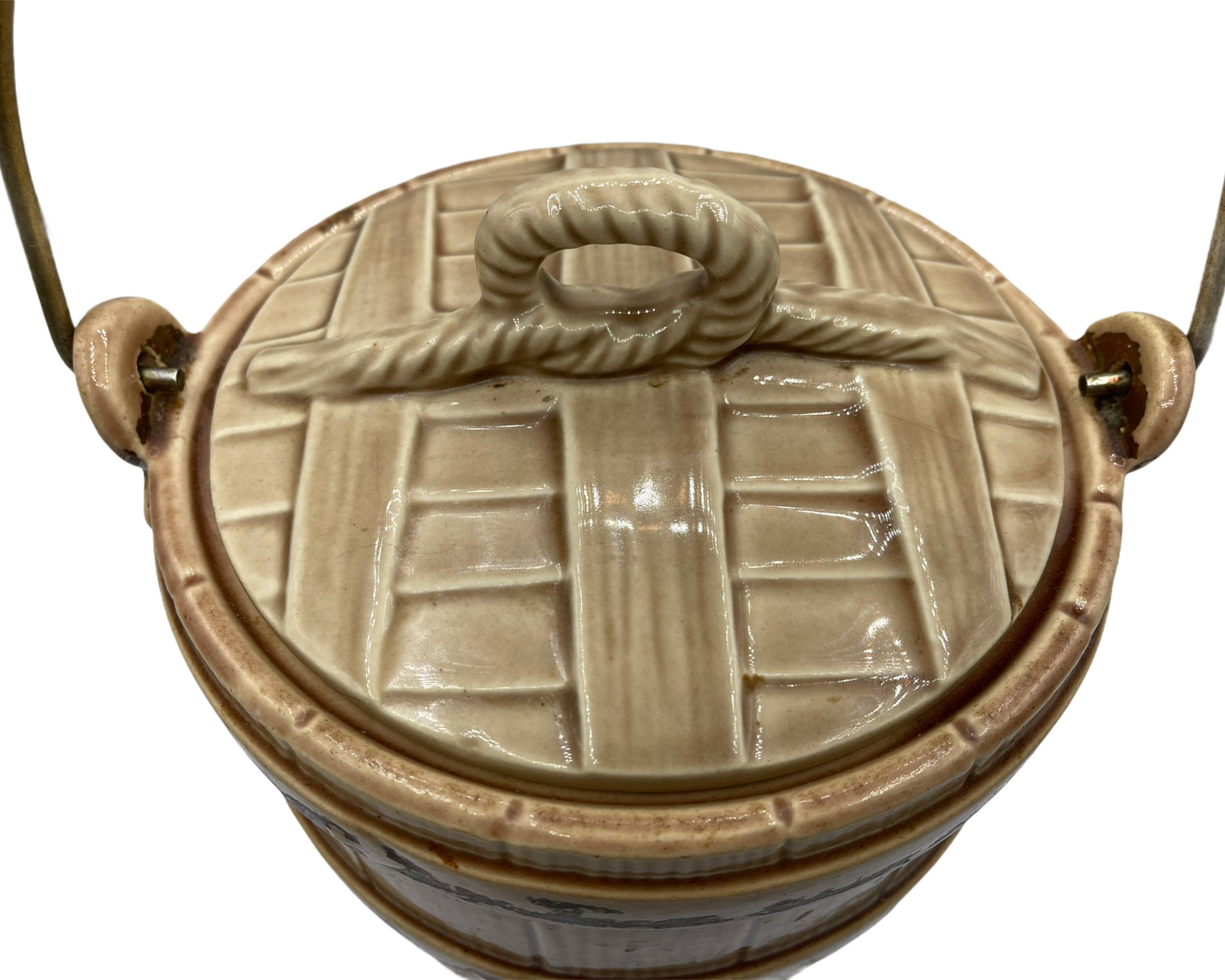 Vintage American Bisque Pottery Bucket Cookie Jar Pail | Etsy