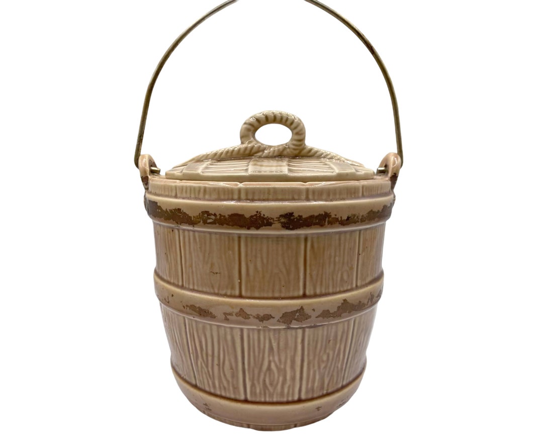 Vintage American Bisque Pottery Bucket Cookie Jar Pail - Etsy