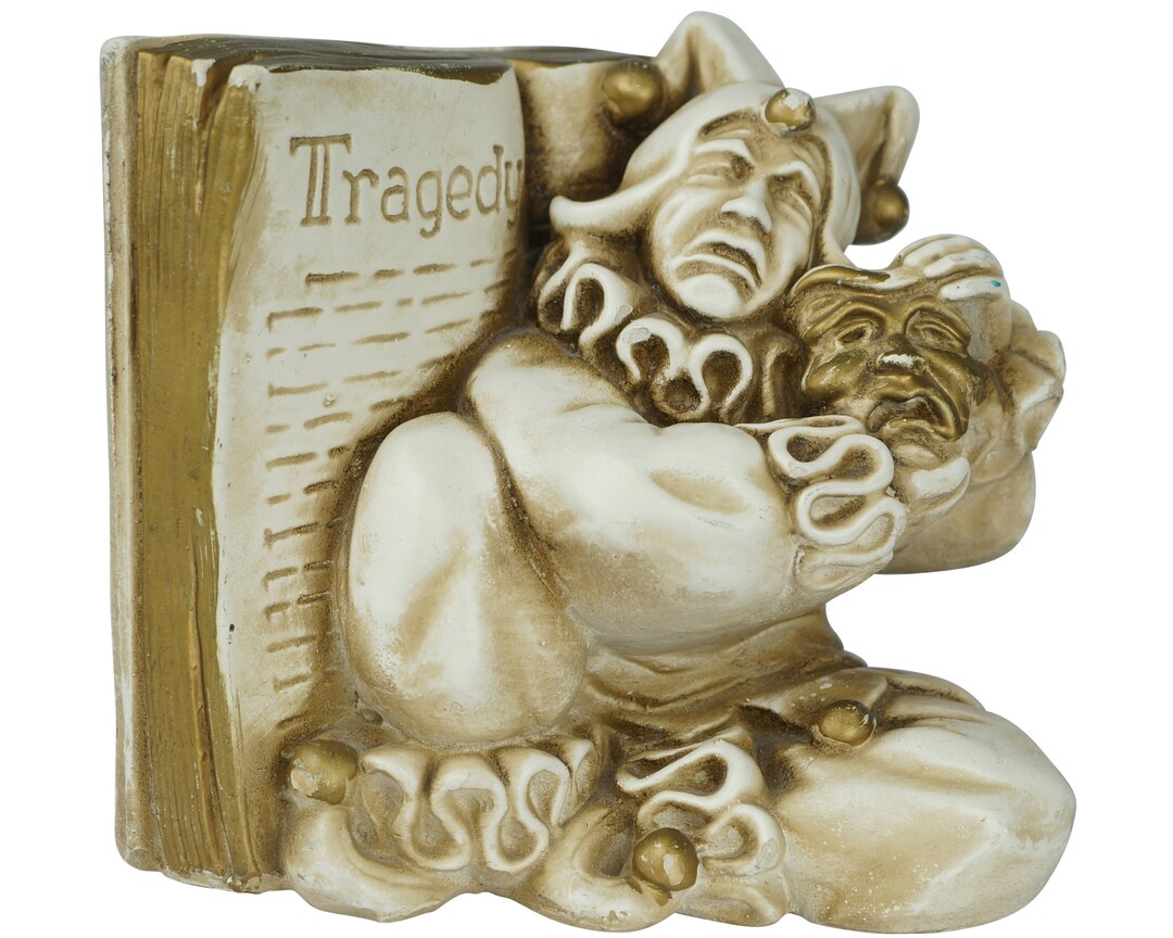 Vintage Bookend Tragedy Chalkware Jester Figurine Universal Statuary - Etsy
