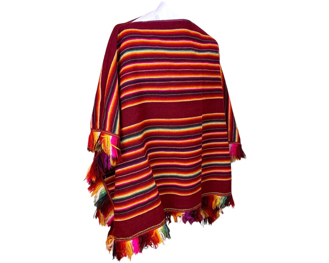 Vintage Bolivian Poncho Tarabuco Bolivia 52” X 56” + 3” Fringe - Etsy