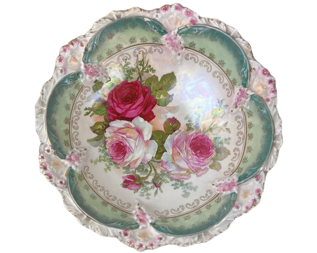 Antique Porcelain Bowl Roses Pattern Made in Germany 10.75” - Etsy