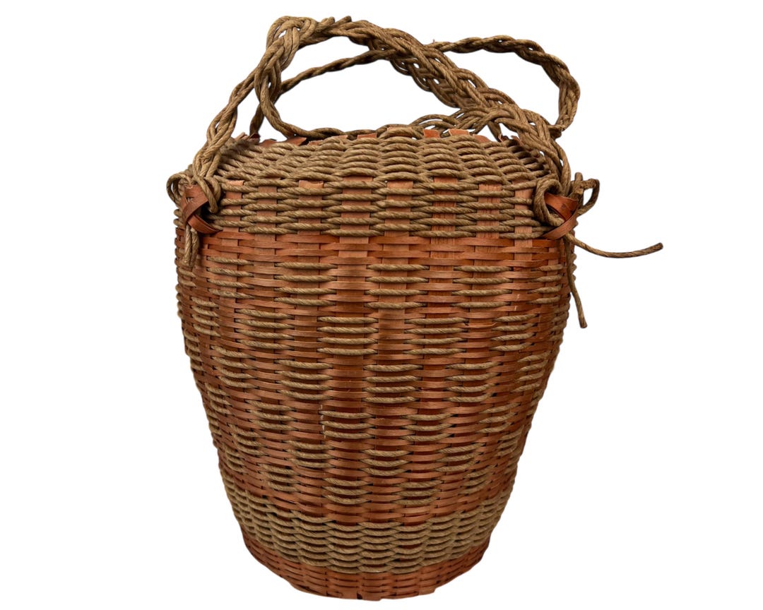 Vintage 1930s Native American Handled Sweetgrass & Splint Basket ...
