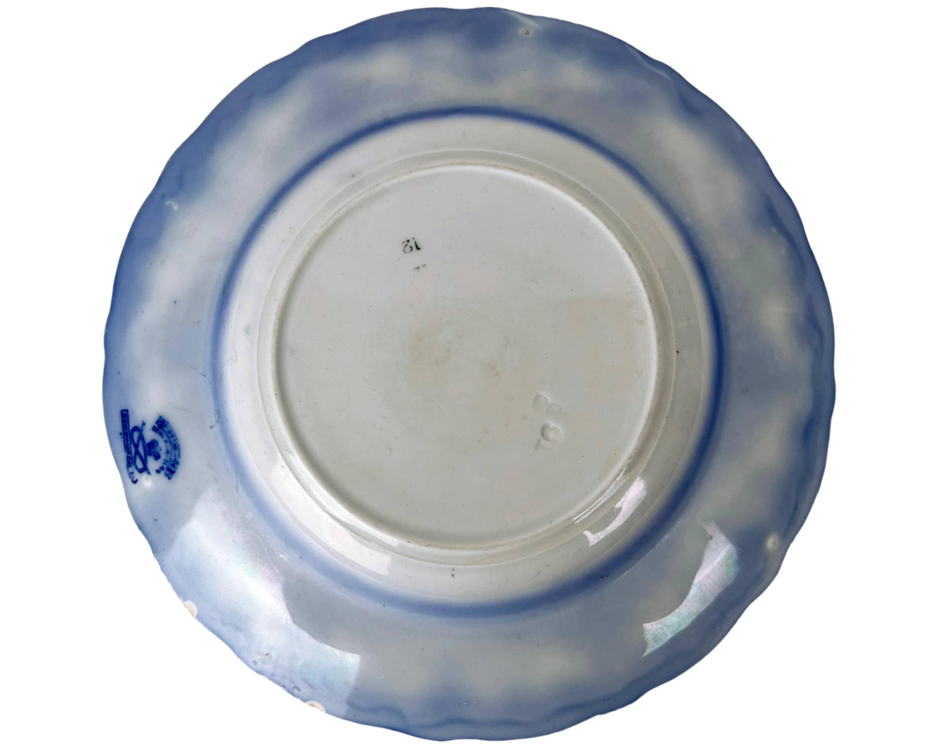 Antique Flow Blue Soup Bowl New Wharf Portsmouth Pattern Art Nouveau ...