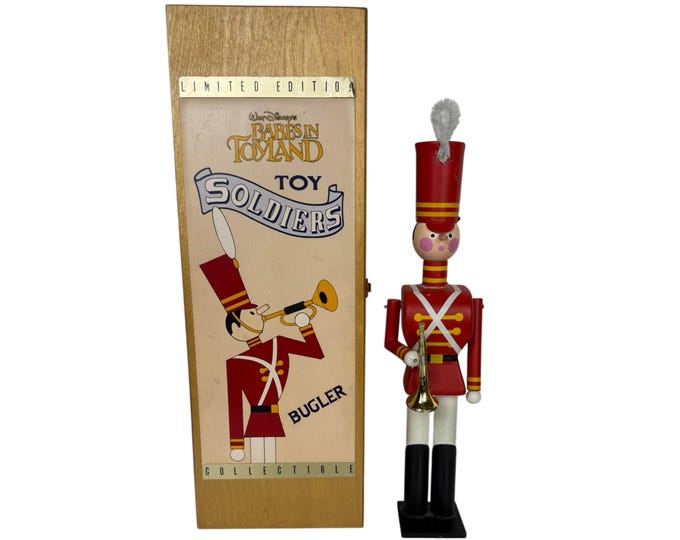 Vintage Walt Disney Babes in Toyland Toy Soldier Bugler Wood Puppet ...