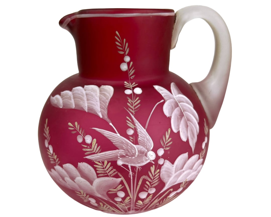 RESERVED Antique Thomas Webb Cameo Glass Pitcher Cranberry Satin ...