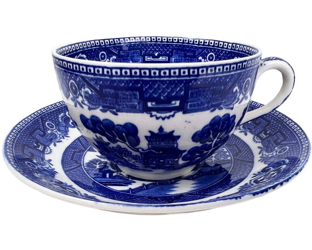 Vintage 1930s Blue Willow Cup & Saucer Alfred Meakin Old Willow - Etsy