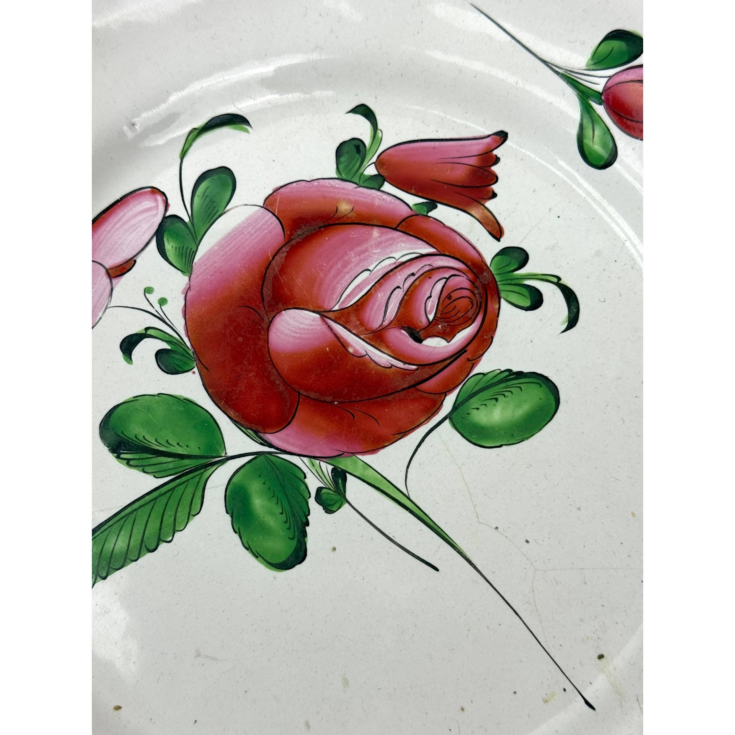 Antique 18th Century French Faience Plate With Rose Motif – Circa 1780 ...