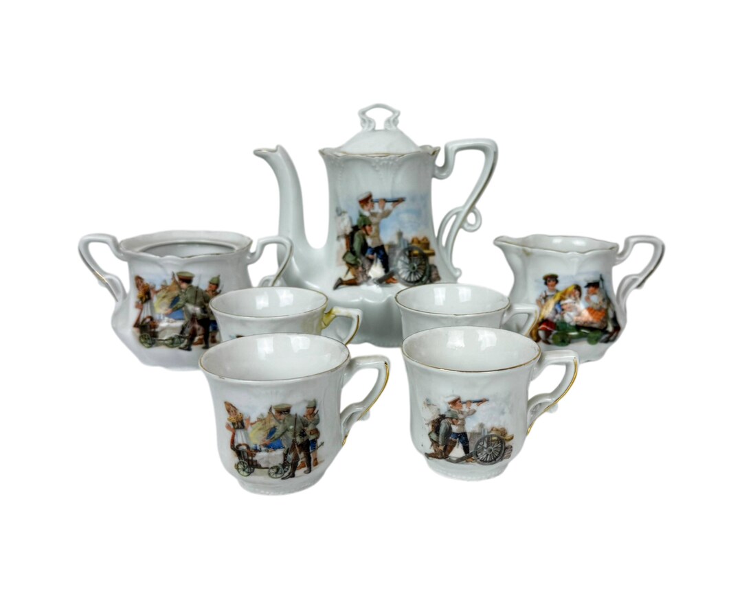 Antique WW1 Children’s Play Tea Set German Porcelain With Soldier ...