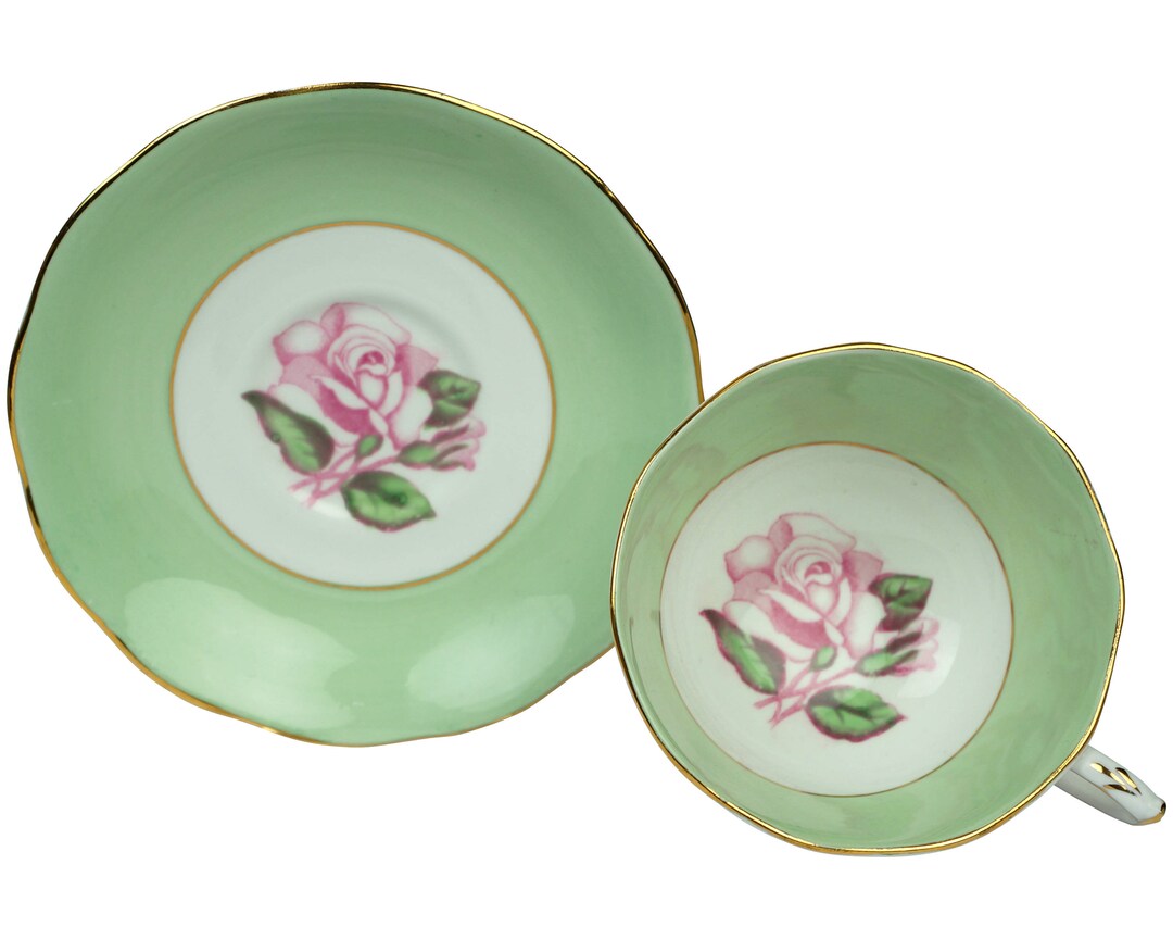 Vintage Roslyn Bone China Cup & Saucer Rose Pattern England - Etsy