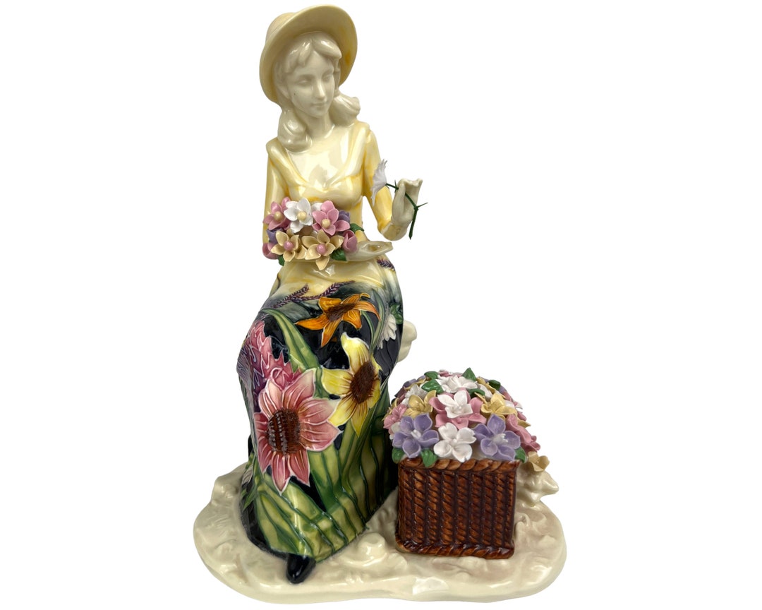 Vintage Italian Porcelain Figurine Adeline Lady With Flowers - Etsy