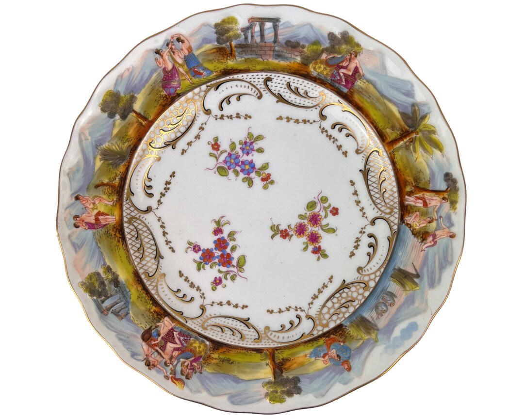 Antique Capodimonte Porcelain Plate Italian Neo-classic Scenes Hand ...