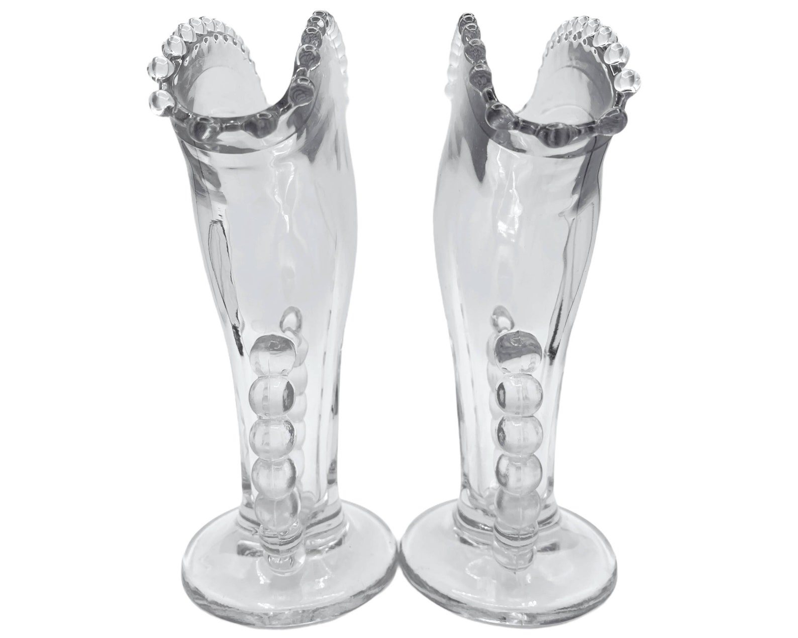 Vintage Imperial Elegant Glass Candlewick Fan Vase Pair - Etsy