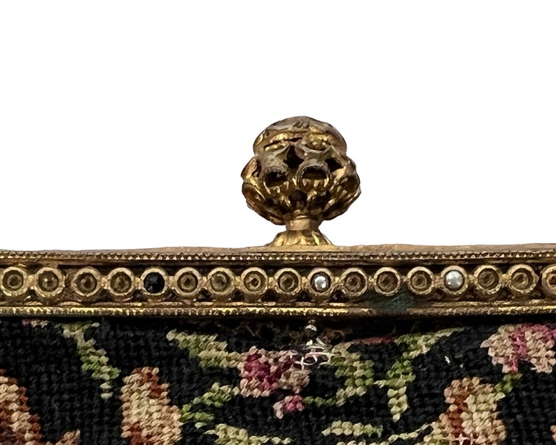 Vintage Petit Point Purse Floral Pattern With Jeweled Ormolu - Etsy