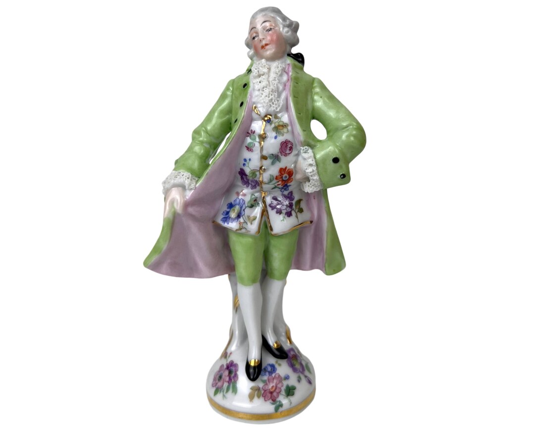 Antique Porcelain Figurine Gentleman Crowned N Mark Dresden Thuringia ...