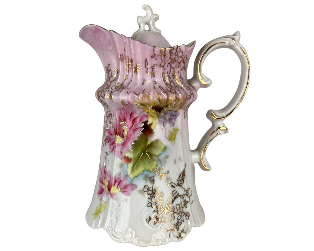 Antique Porcelain Syrup or Milk Jug Hand Painted Flowers - Etsy