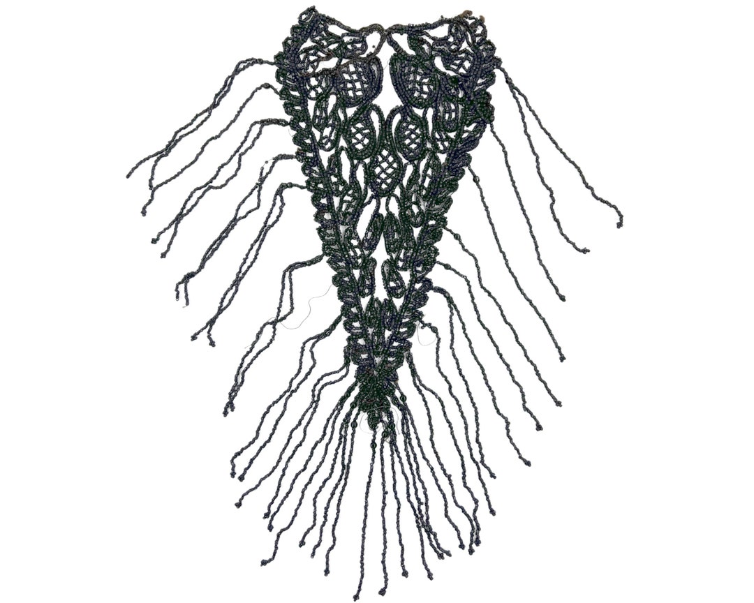 Authentic Antique Victorian Jet Bead Fringed Bib Necklace Jewelry - Etsy