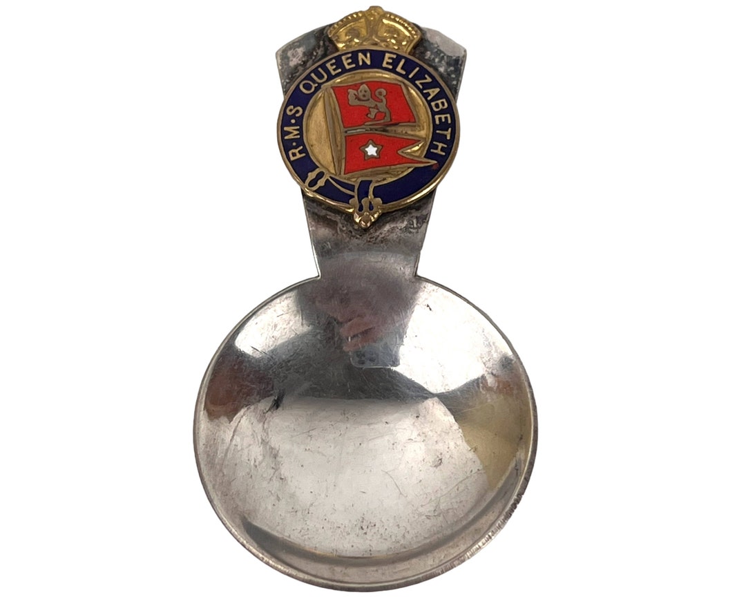Vintage 1940s RMS Queen Elizabeth Tea Caddy Spoon Cunard White Star ...