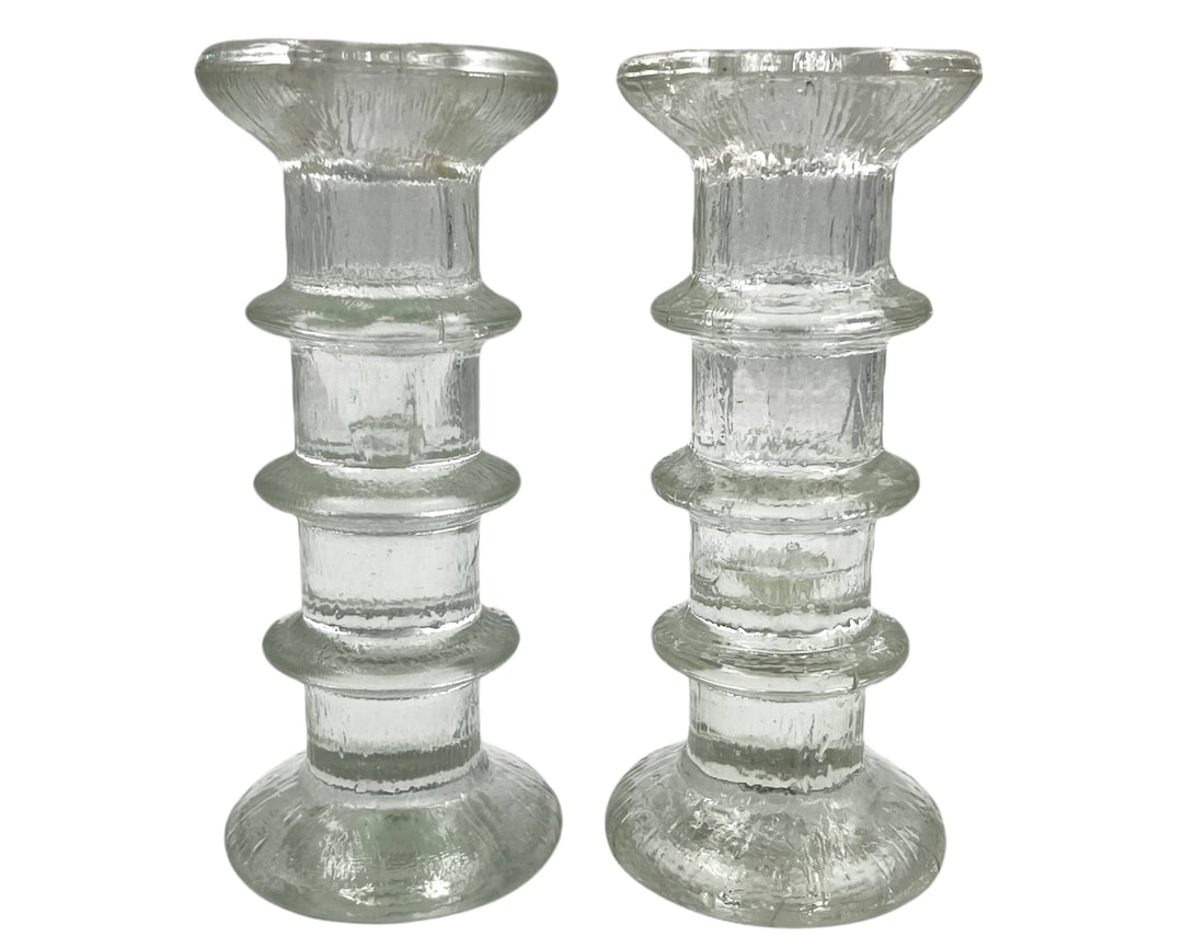 Mid Century Modern 3 Ring Glass Candlesticks 1960s Festivo Style ...