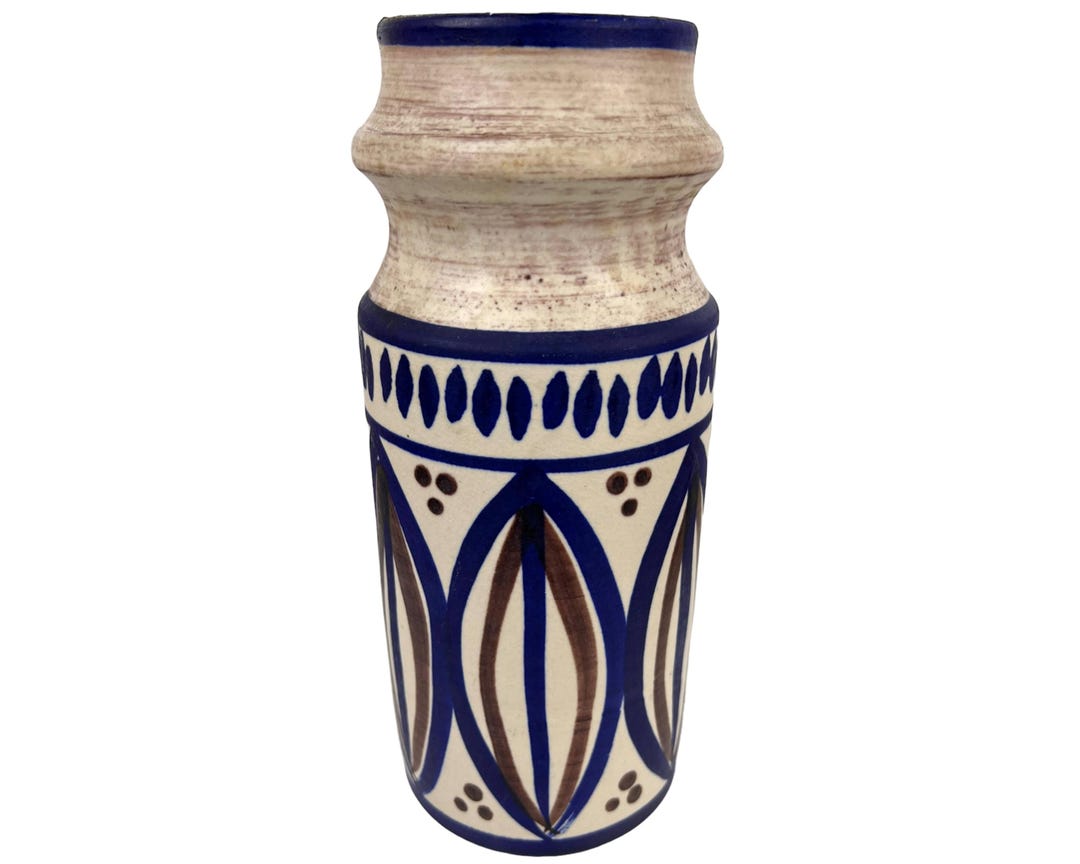 Mid Century Modern German Pottery Vase Hand Painted 10” Tall - Etsy