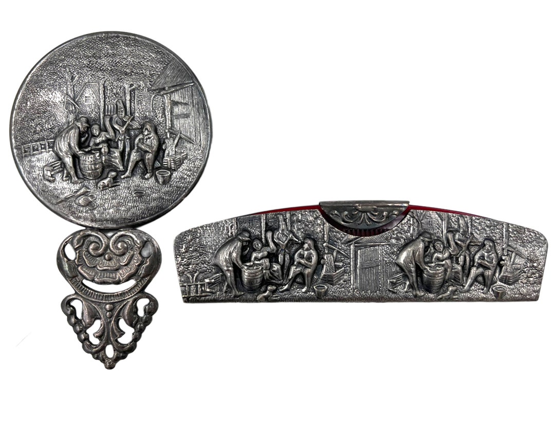 Vintage Hans Jensen Denmark Silver Plate Mirror & Comb Set - Etsy