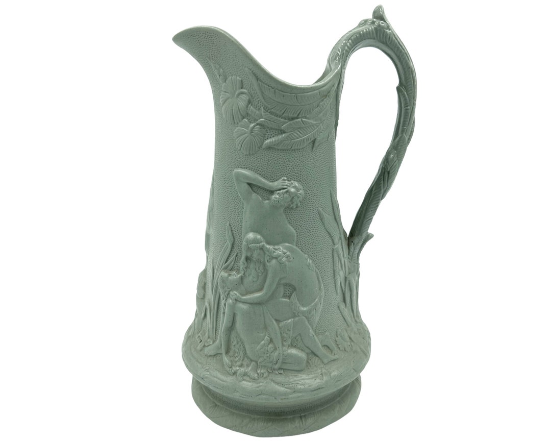 Antique Molded Relief Pottery Jug Pitcher the Death of Abel Edward ...