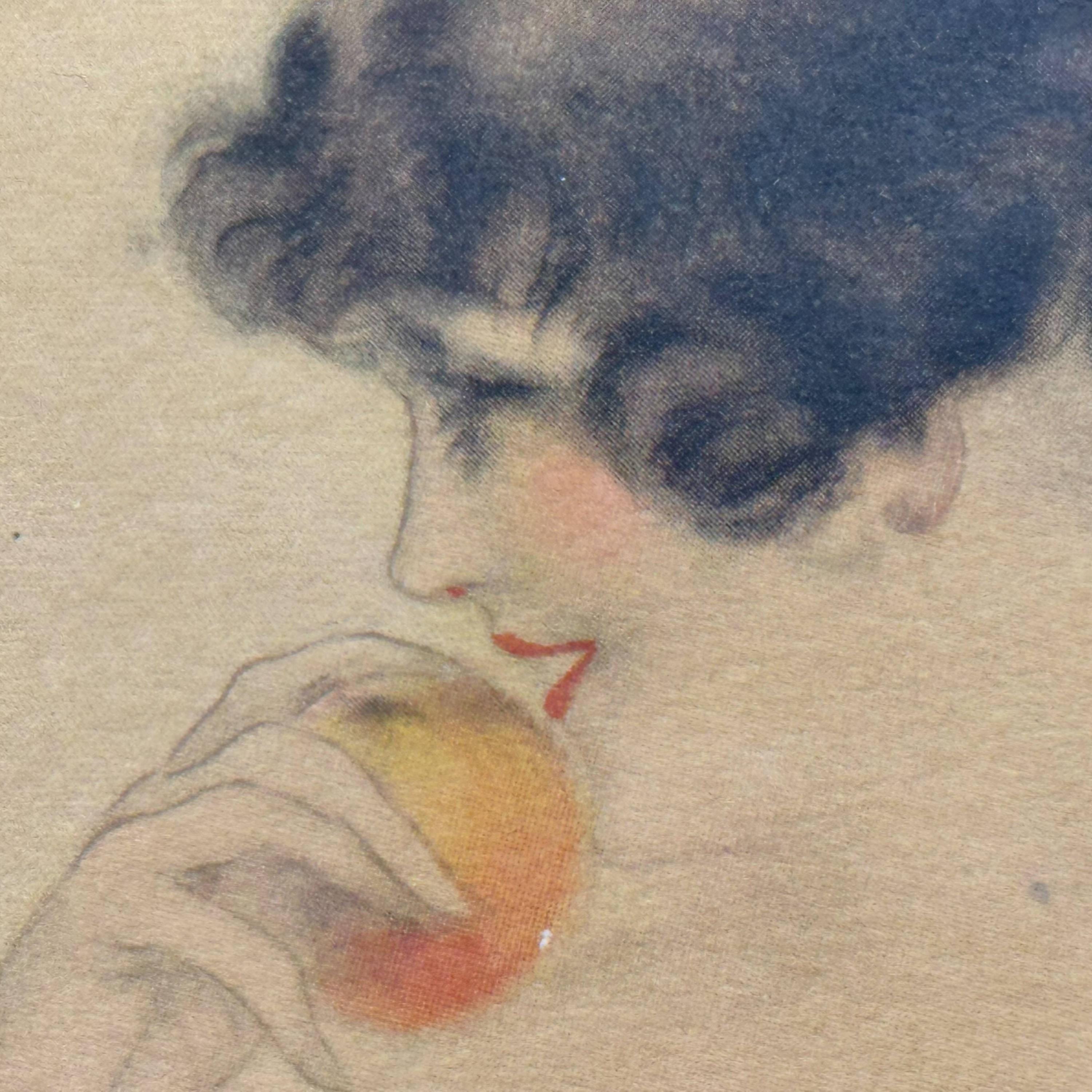 1920s Art Deco Louis Icart Chromolithograph Print Le Panier Des Pommes ...