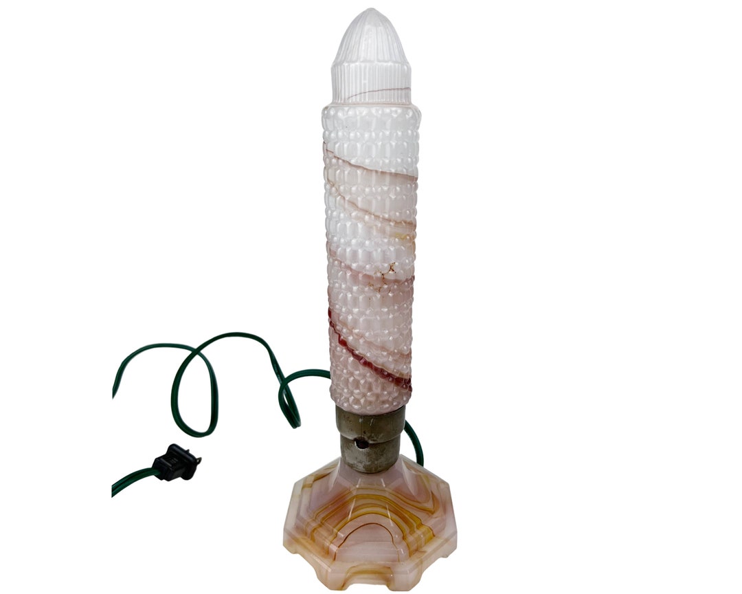 Art Deco Slag Glass Torpedo Boudoir Lamp Bullet Skyscraper Shade - Etsy ...