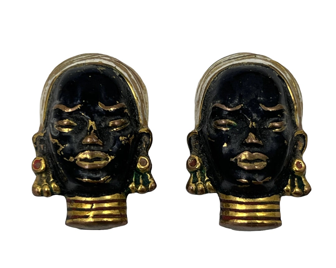 Vintage 1940s 50s African Head Earrings Possibly Selro Face - Etsy