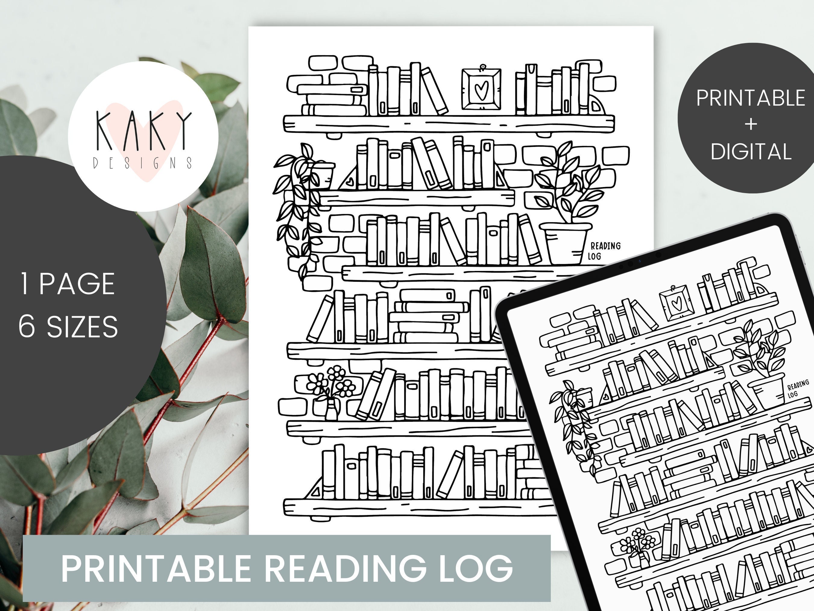 Bookshelf Reading Log Reading Tracker Book Tracker Printable Reading ...
