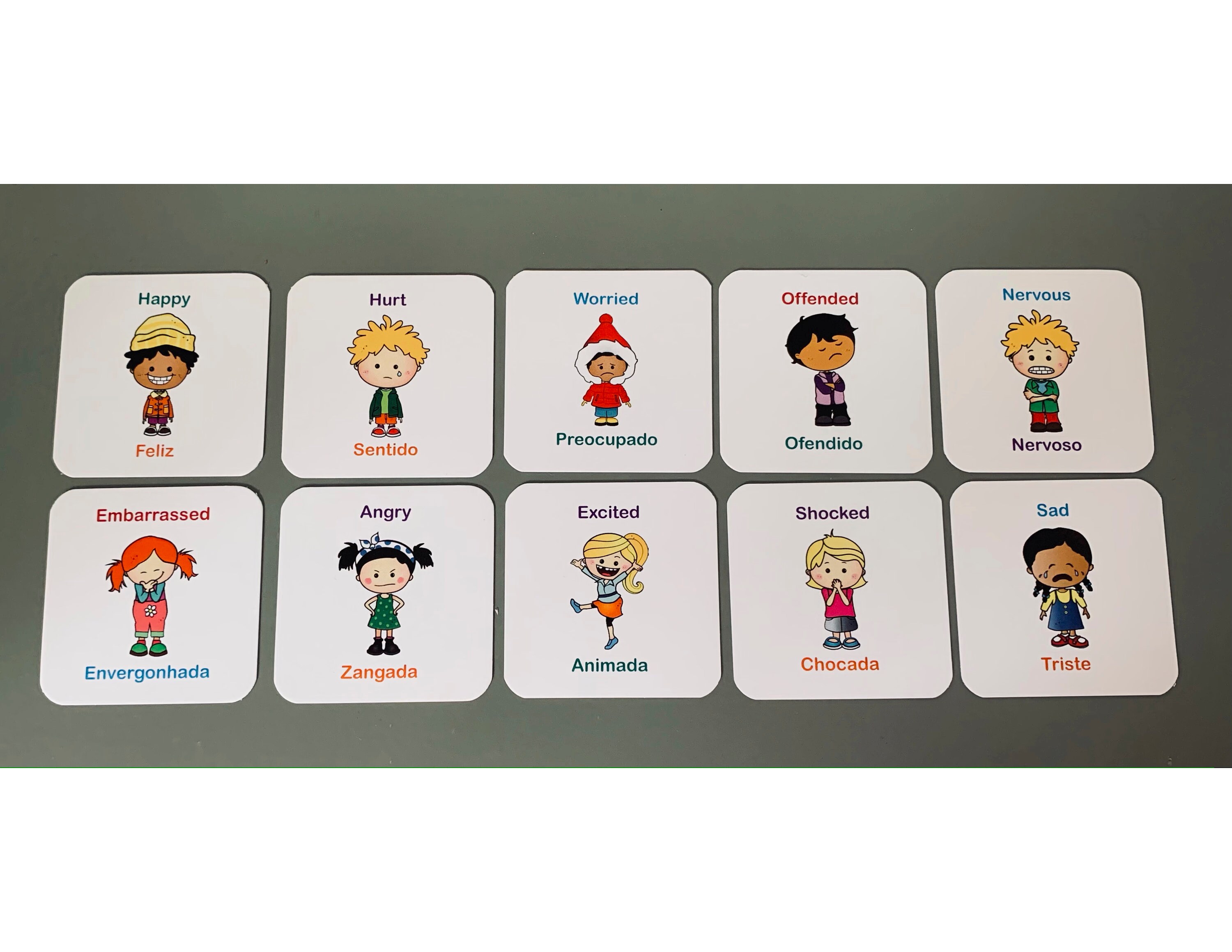 Emotions Memory Match Game in Portuguese & English - Etsy