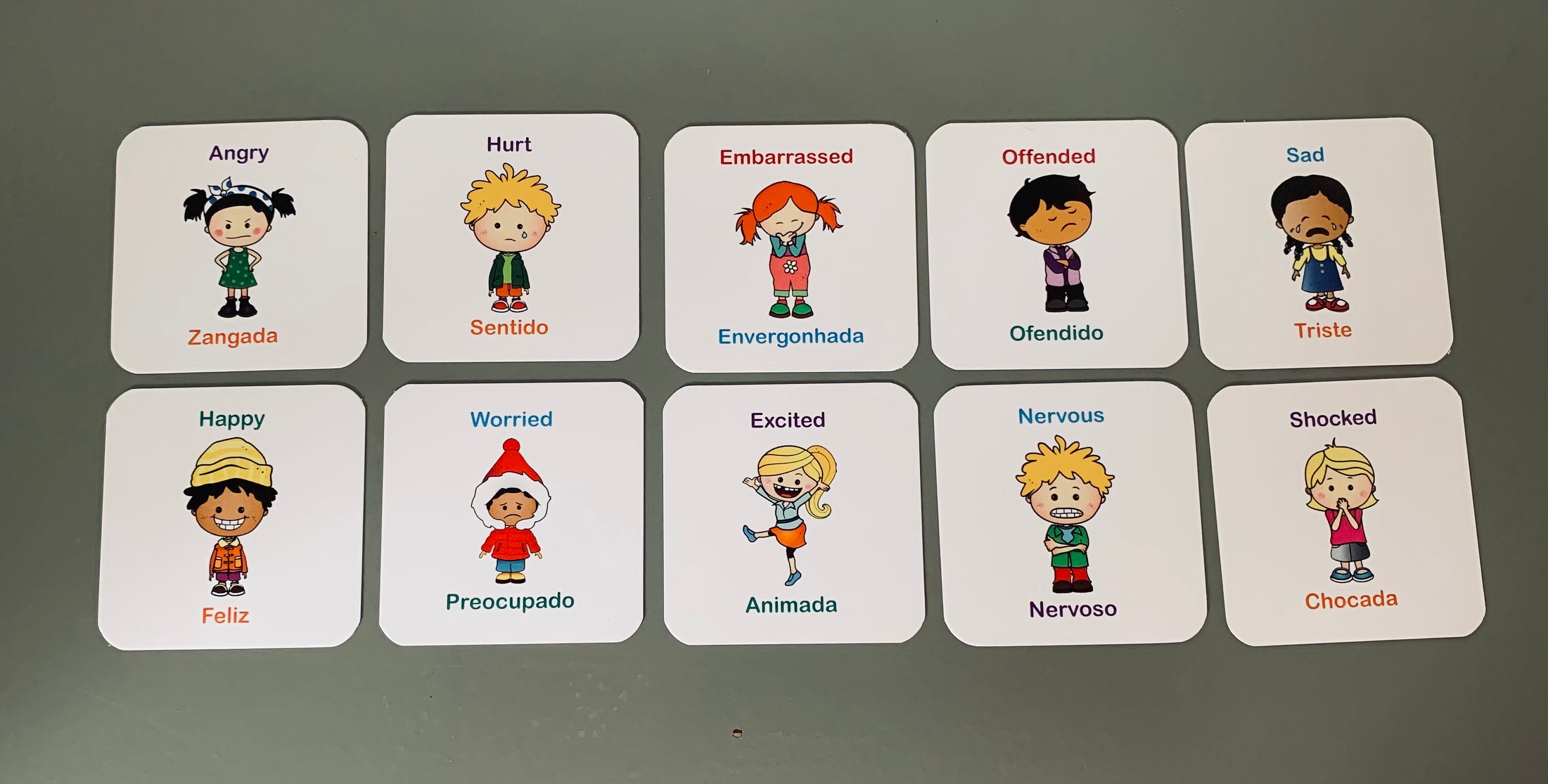 Emotions Memory Match Game in Portuguese & English - Etsy